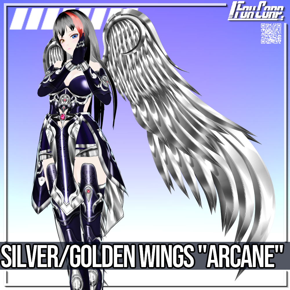 VRoid用 ゴールド / シルバー ウィング "Arcane" - Golden & Silver Wings "Arcane" - Fox ...