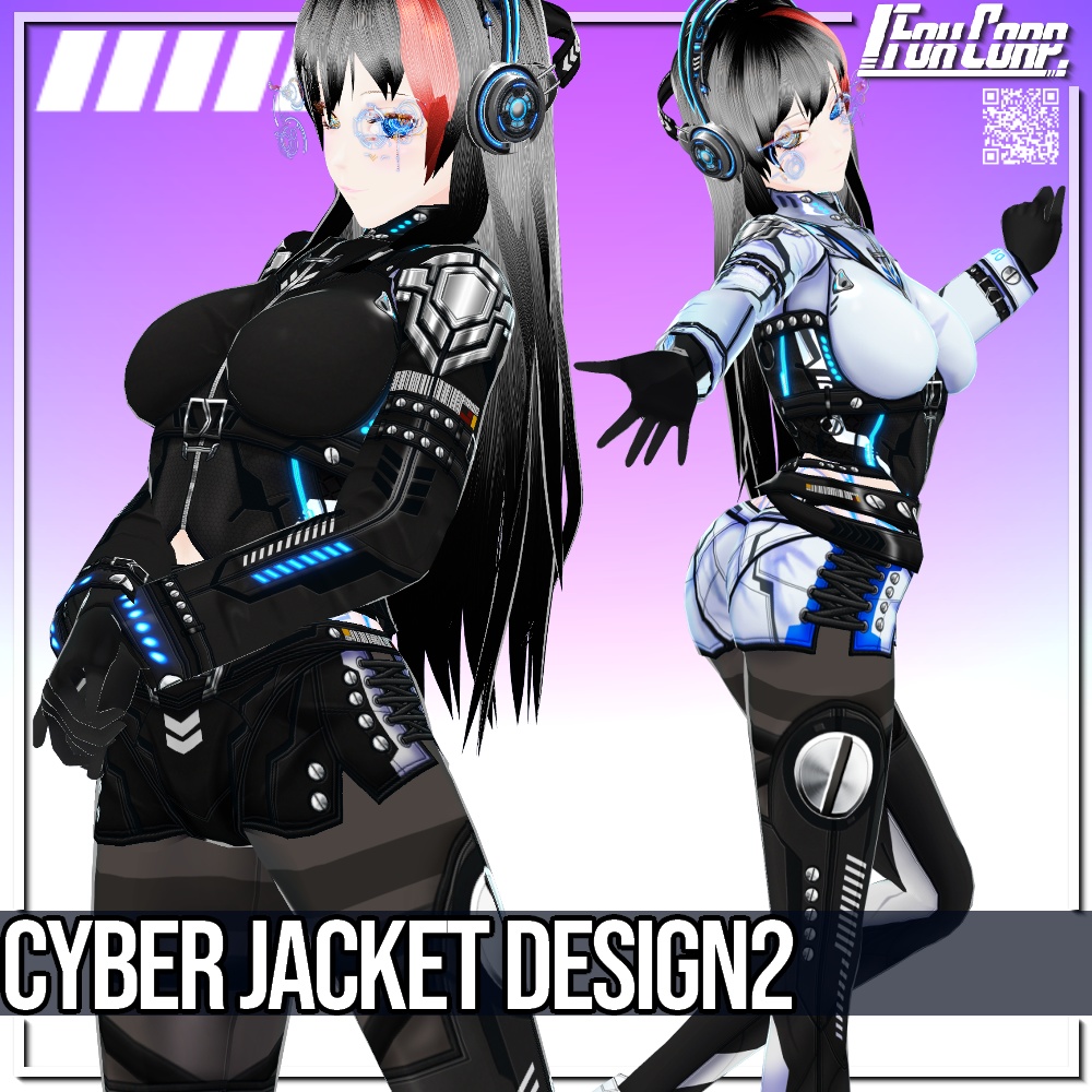 VRoid用 4*4色展開 サイバージャケット 2 - Cyber Jacket Design2 4*4Colors - Fox Corp. - BOOTH