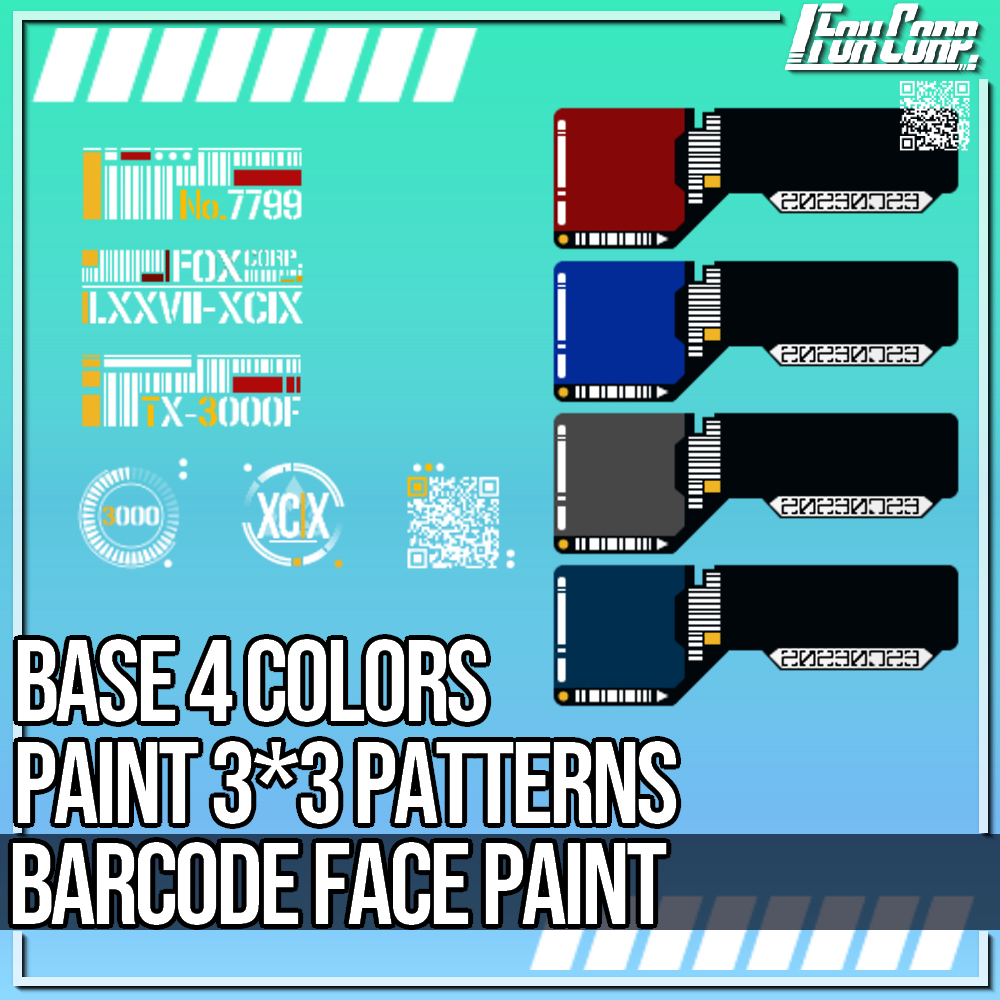 VRoid用 FREE! バーコードフェイスペイント - Barcode Facepaint - Fox Corp. - BOOTH