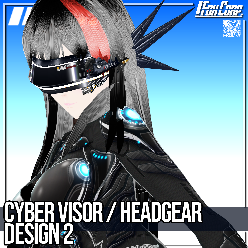 VRoid用 3*4Colors サイバーヘッドギア / バイザー デザイン2 - Cyber Headgear / Visor ...
