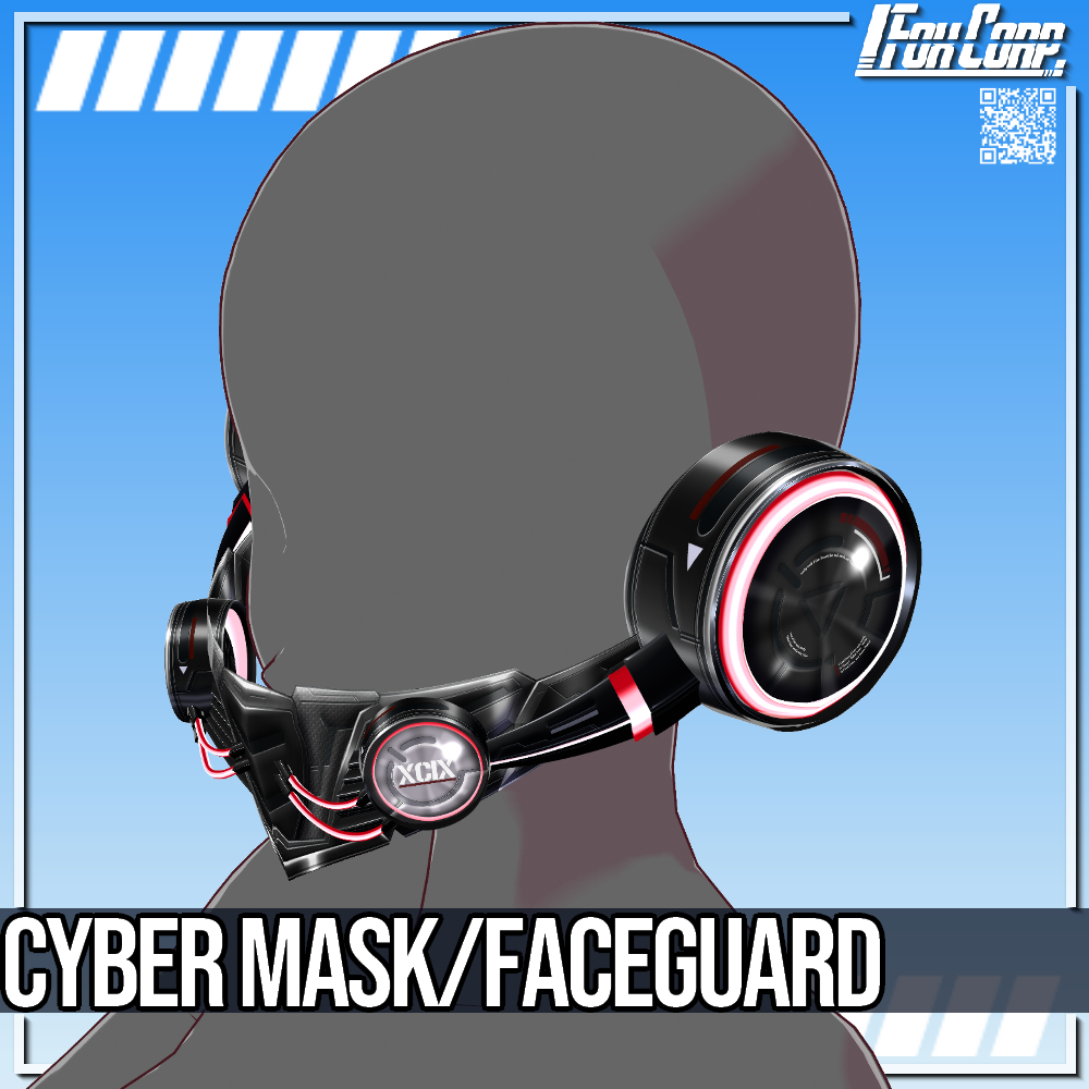 VRoid用 3*4色展開 サイバーマスク/フェイスガード - Cyber Mask/Faceguard 3*4Colors - Fox ...