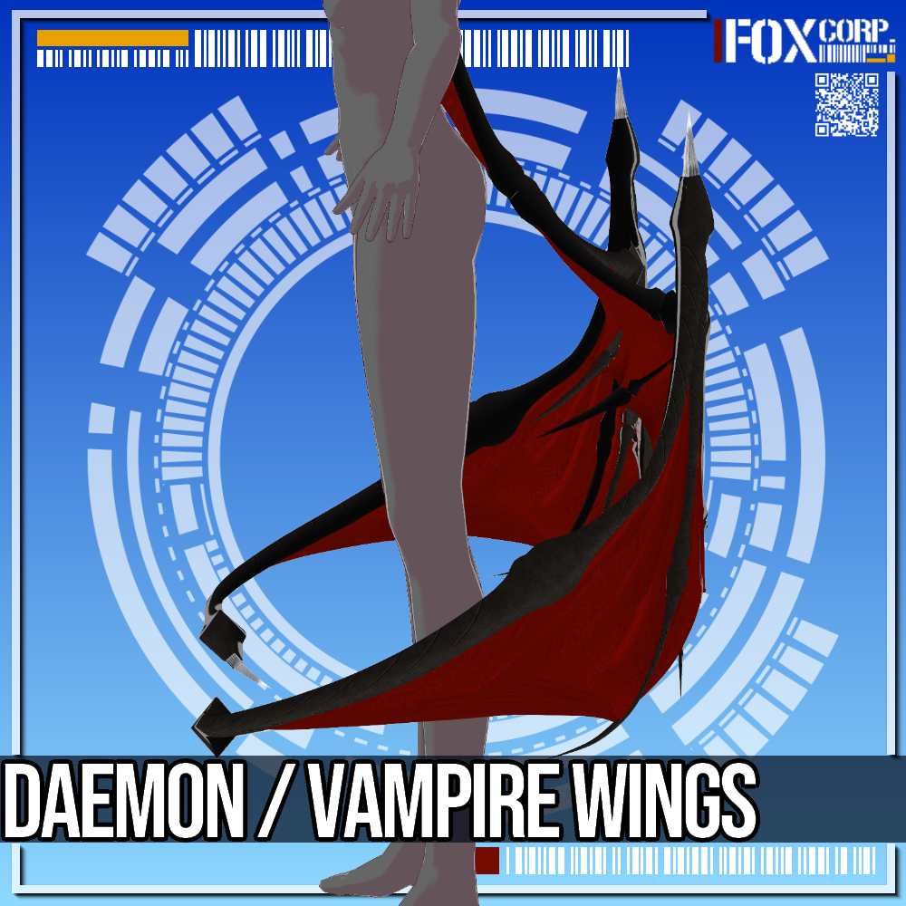 VRoid用 3色展開 悪魔の翼 / 吸血鬼の翼 - Daemon Wings / Vampire Wings 3Colors - Fox ...