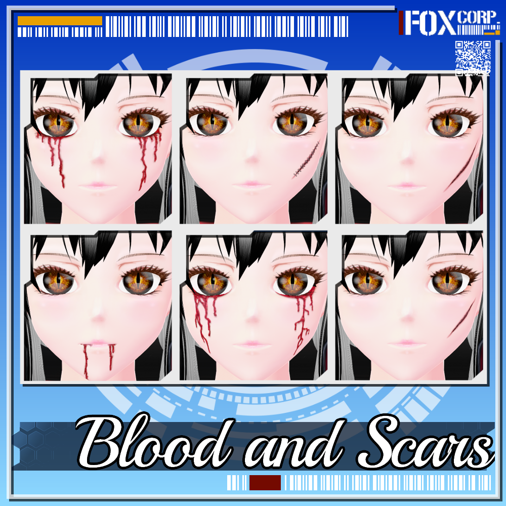 VRoid用 17パターン 傷跡＆血痕コレクション - Blood and Scars Collection 17Patterns - Fox ...