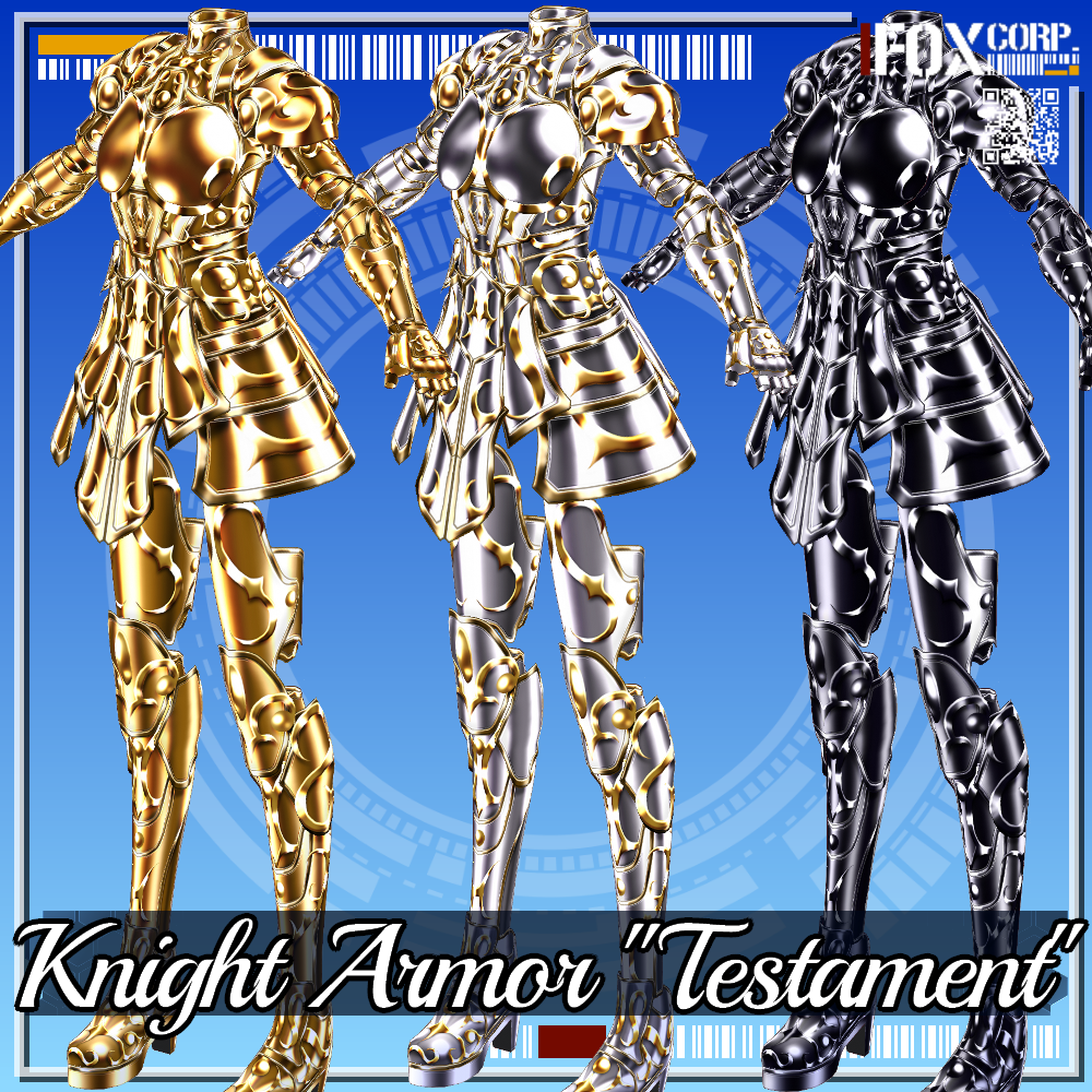 VRoid用 3色展開 騎士鎧 テスタメント - Knight Armor "Testament" 3Colors - Fox Corp ...