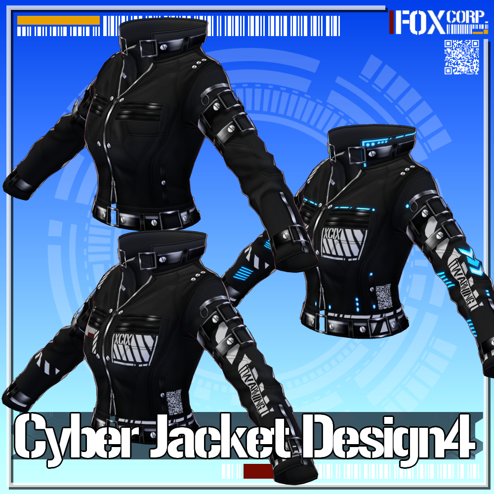 【新色追加！】VRoid用 4*4Colors サイバージャケット4 - Cyber Jacket Design4 4*4 Colors - Fox Corp. - BOOTH
