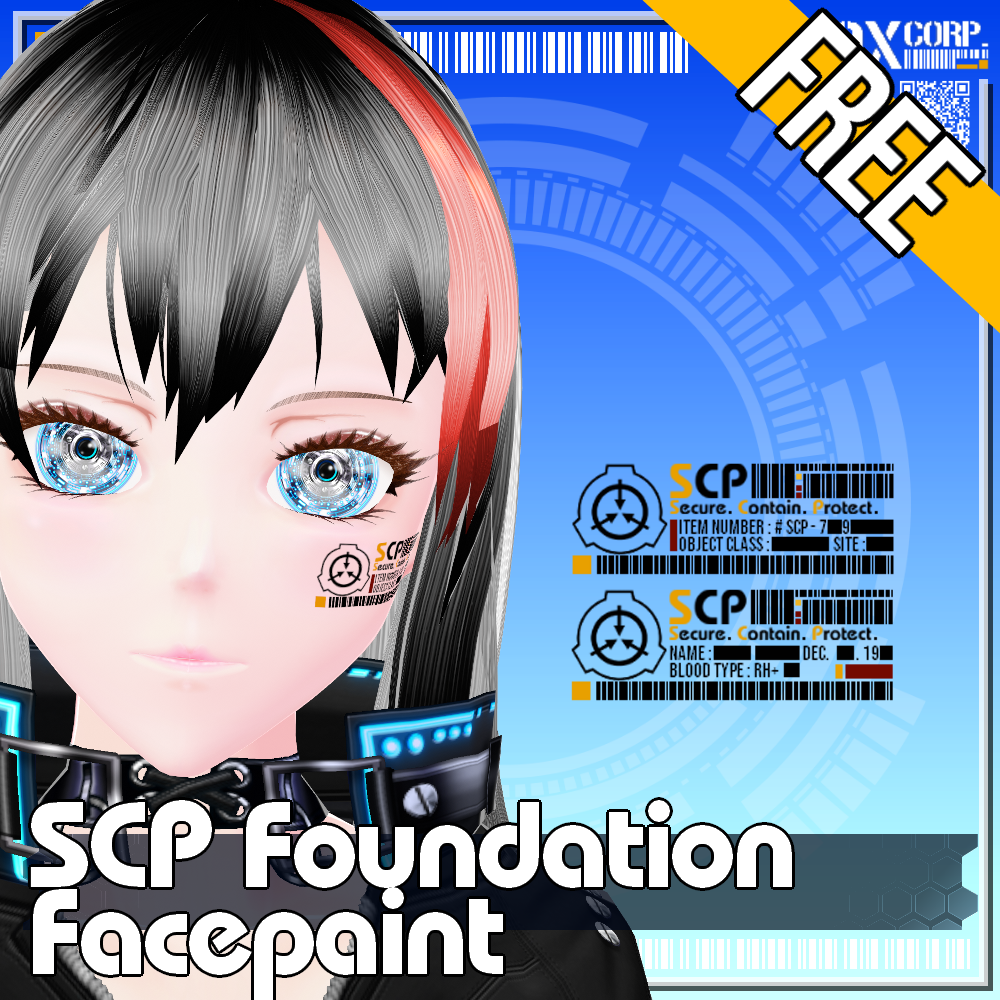 VRoid用 FREE! SCP財団フェイスペイント - SCP Foundation Facepaint - Fox Corp. - BOOTH