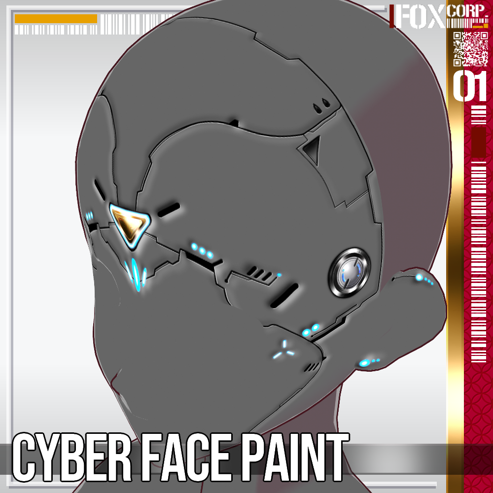 VRoid用 6*4色展開 アンドロイド風サイバーフェイスペイント - Android / Cyber Face Paint 6 ...