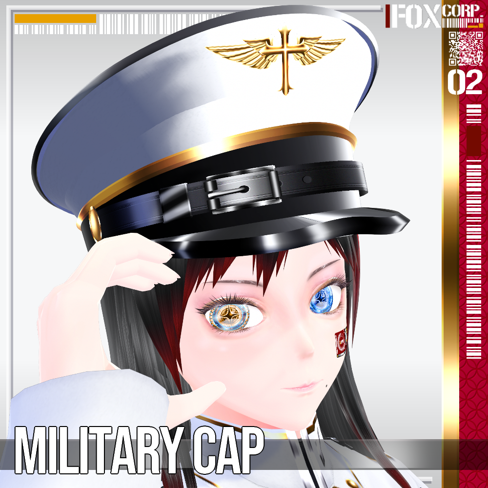 VRoid用 2色展開 軍帽 (ミリタリーキャップ) - Military Cap 2Colors - Fox Corp. - BOOTH