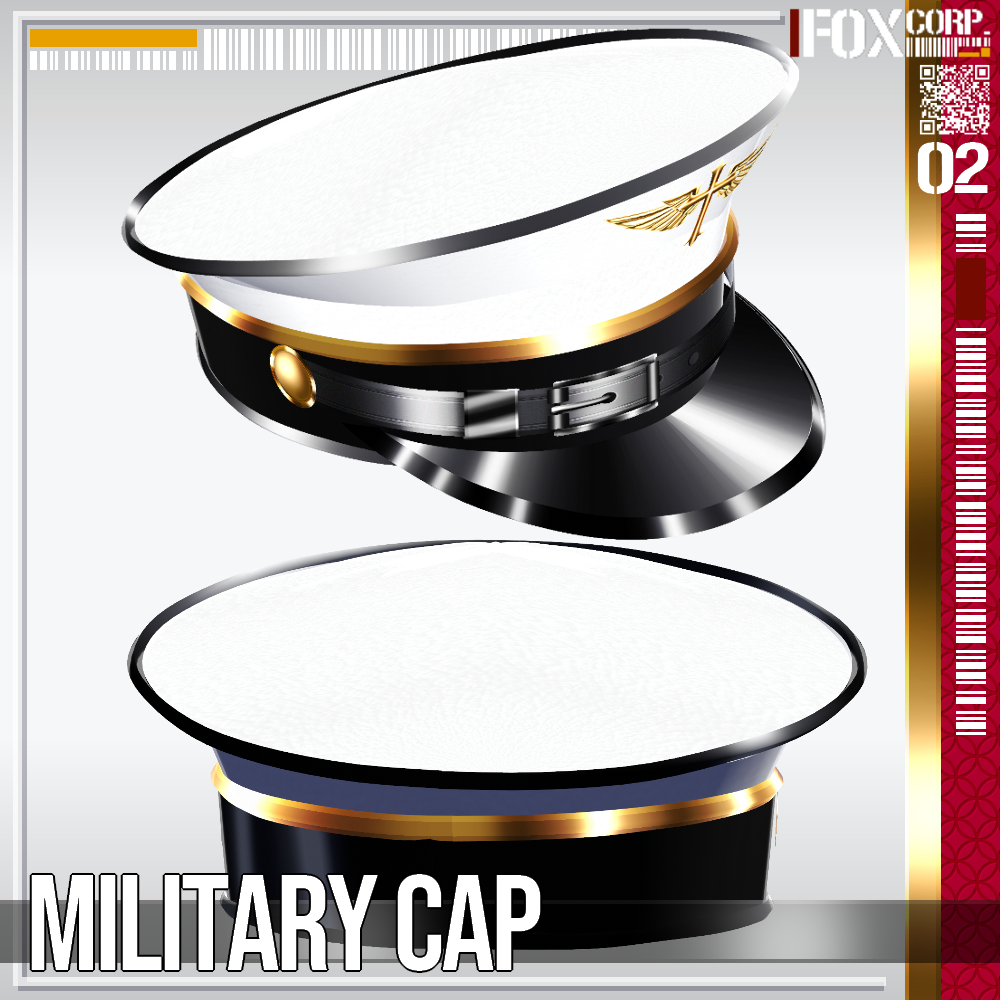 VRoid用 2色展開 軍帽 (ミリタリーキャップ) - Military Cap 2Colors - Fox Corp. - BOOTH