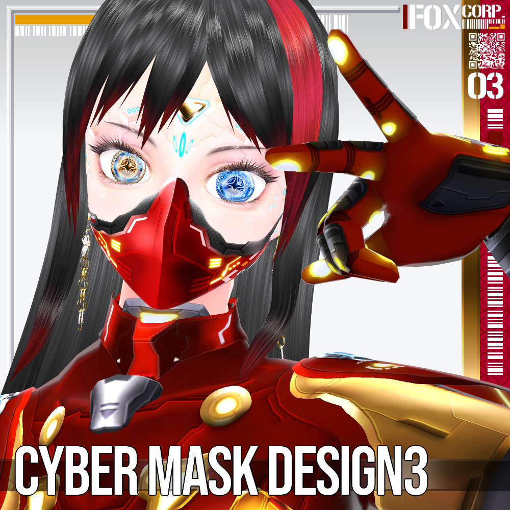 VRoid用 6*8色展開 サイバーマスク3 - Cyber Mask Design3 6*8Colors - Fox Corp. - BOOTH