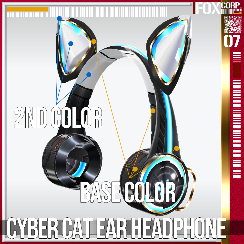 【光る！】VRoid用 サイバー猫耳ヘッドホン - Cyber Cat Ear Headphone - Fox Corp. - BOOTH