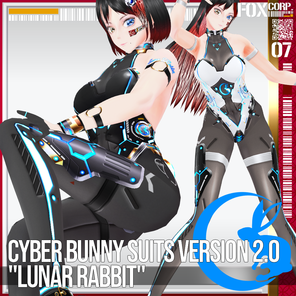 [XWear対応]【発光可能】VRoid用 サイバーバニースーツ Ver2.0 "Lunar Rabbit" - Cyber Bunny Suits Ver2.0 "Lunar Rabbit ...