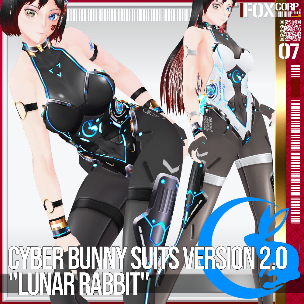 [XWear対応]【発光可能】VRoid用 サイバーバニースーツ Ver2.0 "Lunar Rabbit" - Cyber Bunny Suits Ver2.0 "Lunar Rabbit ...