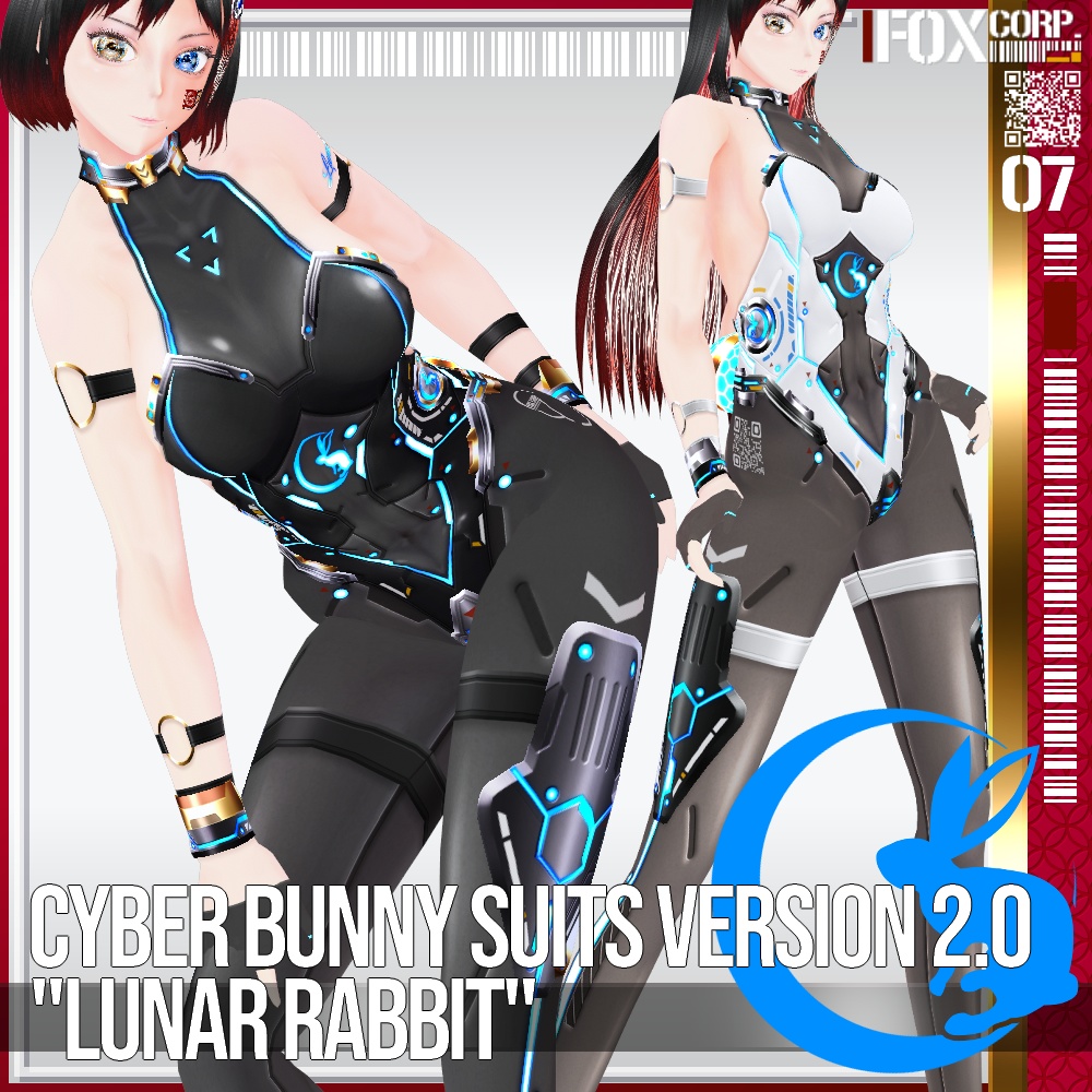 [XWear対応]【発光可能】VRoid用 サイバーバニースーツ Ver2.0 "Lunar Rabbit" - Cyber Bunny Suits Ver2.0 "Lunar Rabbit ...