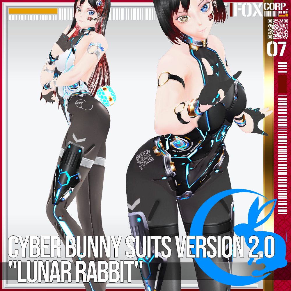 [XWear対応]【発光可能】VRoid用 サイバーバニースーツ Ver2.0 "Lunar Rabbit" - Cyber Bunny Suits Ver2.0 "Lunar Rabbit ...
