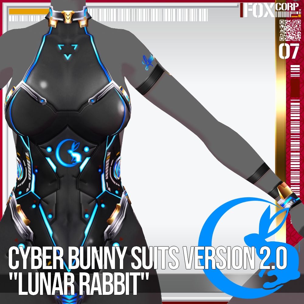 [XWear対応]【発光可能】VRoid用 サイバーバニースーツ Ver2.0 "Lunar Rabbit" - Cyber Bunny Suits Ver2.0 "Lunar Rabbit ...