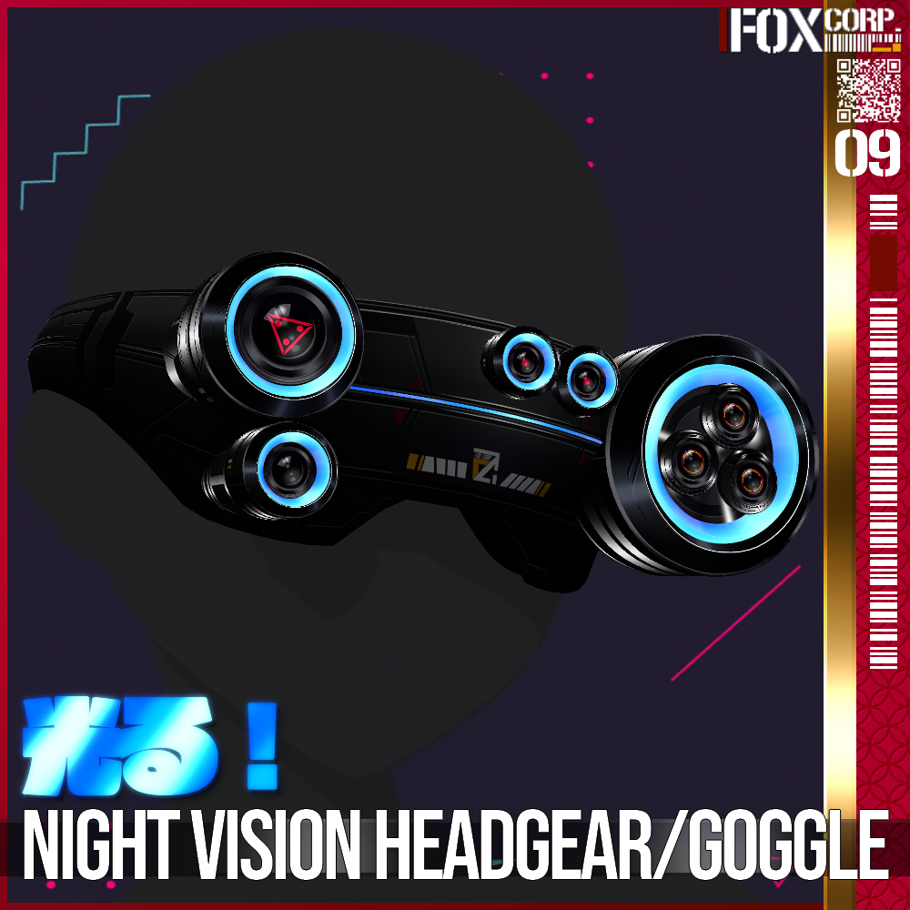 【光る！】VRoid用 8*6色展開 サイバー暗視ヘッドギア/ゴーグル - Cyber Night Vision Headgear ...
