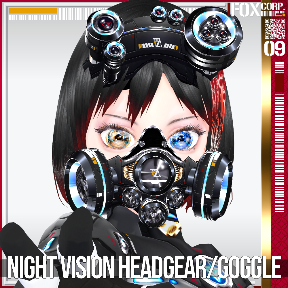 【光る！】VRoid用 8*6色展開 サイバー暗視ヘッドギア/ゴーグル - Cyber Night Vision Headgear ...