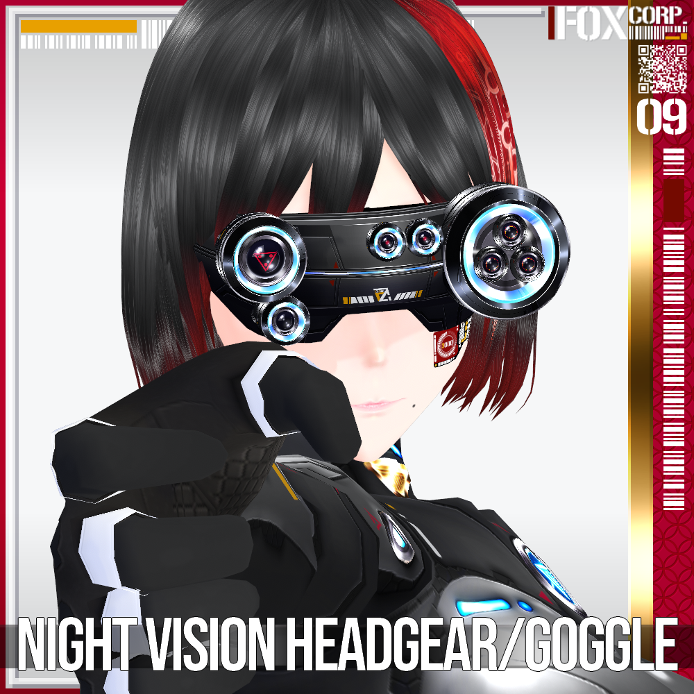 【光る！】VRoid用 8*6色展開 サイバー暗視ヘッドギア/ゴーグル - Cyber Night Vision Headgear ...