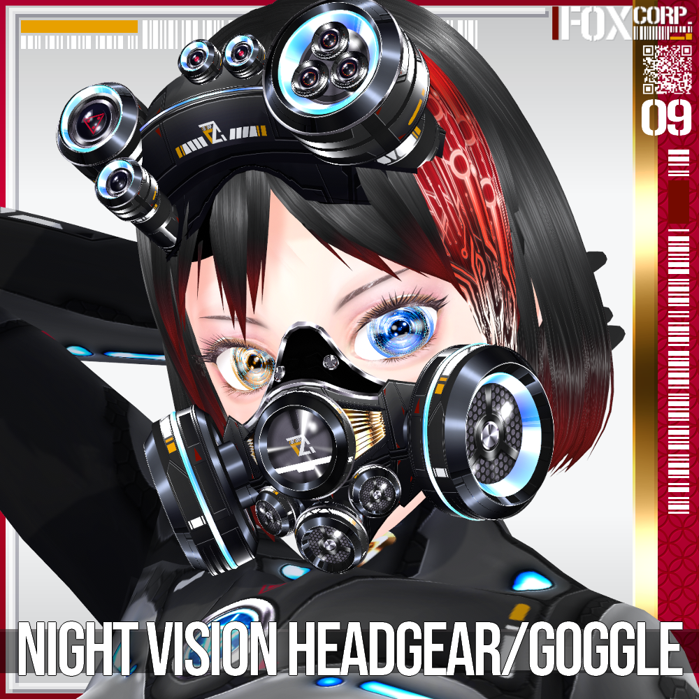 【光る！】VRoid用 8*6色展開 サイバー暗視ヘッドギア/ゴーグル - Cyber Night Vision Headgear ...