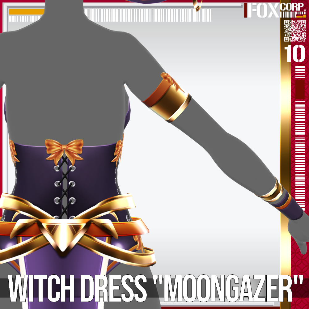 [XWear対応] VRoid用 4*4色展開 ウィッチドレス "ムーンゲイザー" - Witch Dress "Moongazer" 4*4Colors - Fox Corp. - BOOTH