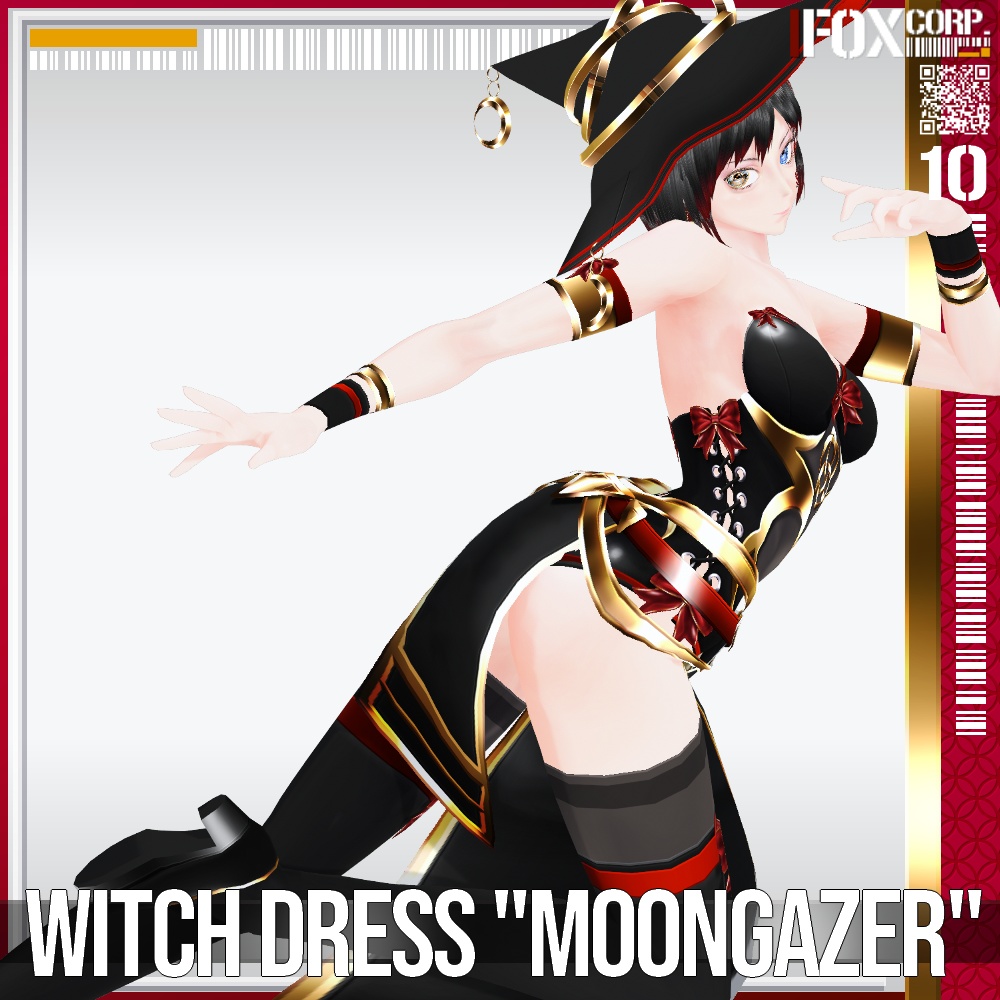 [XWear対応] VRoid用 4*4色展開 ウィッチドレス "ムーンゲイザー" - Witch Dress "Moongazer" 4*4Colors - Fox Corp. - BOOTH