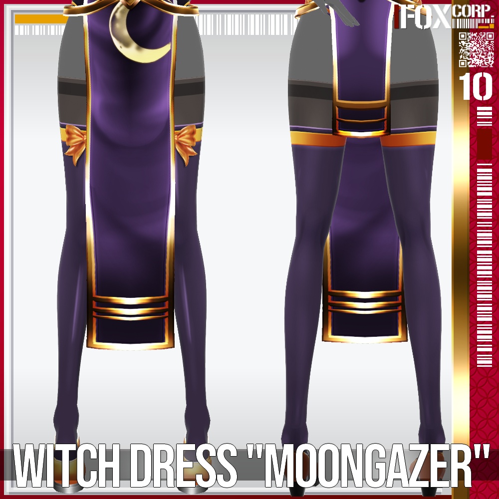 [XWear対応] VRoid用 4*4色展開 ウィッチドレス "ムーンゲイザー" - Witch Dress "Moongazer" 4*4Colors - Fox Corp. - BOOTH