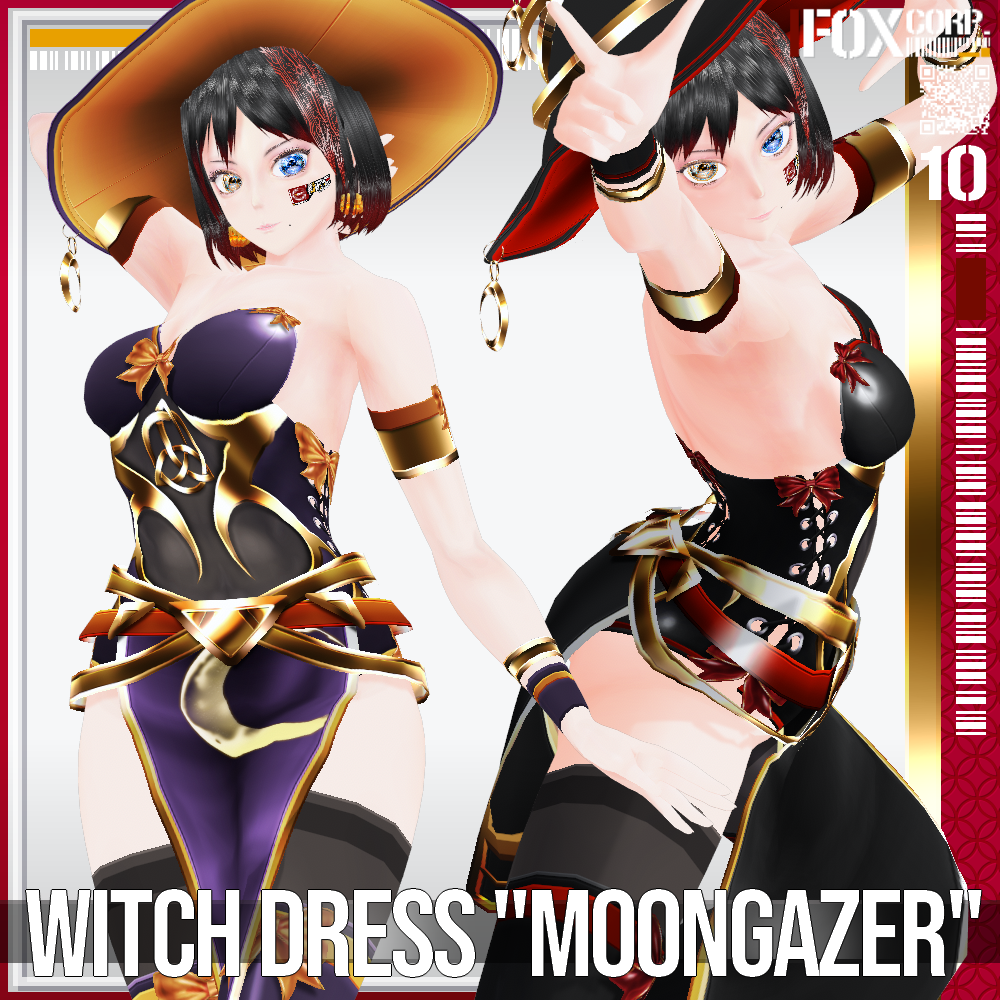 [XWear対応] VRoid用 4*4色展開 ウィッチドレス "ムーンゲイザー" - Witch Dress "Moongazer" 4*4Colors - Fox Corp. - BOOTH