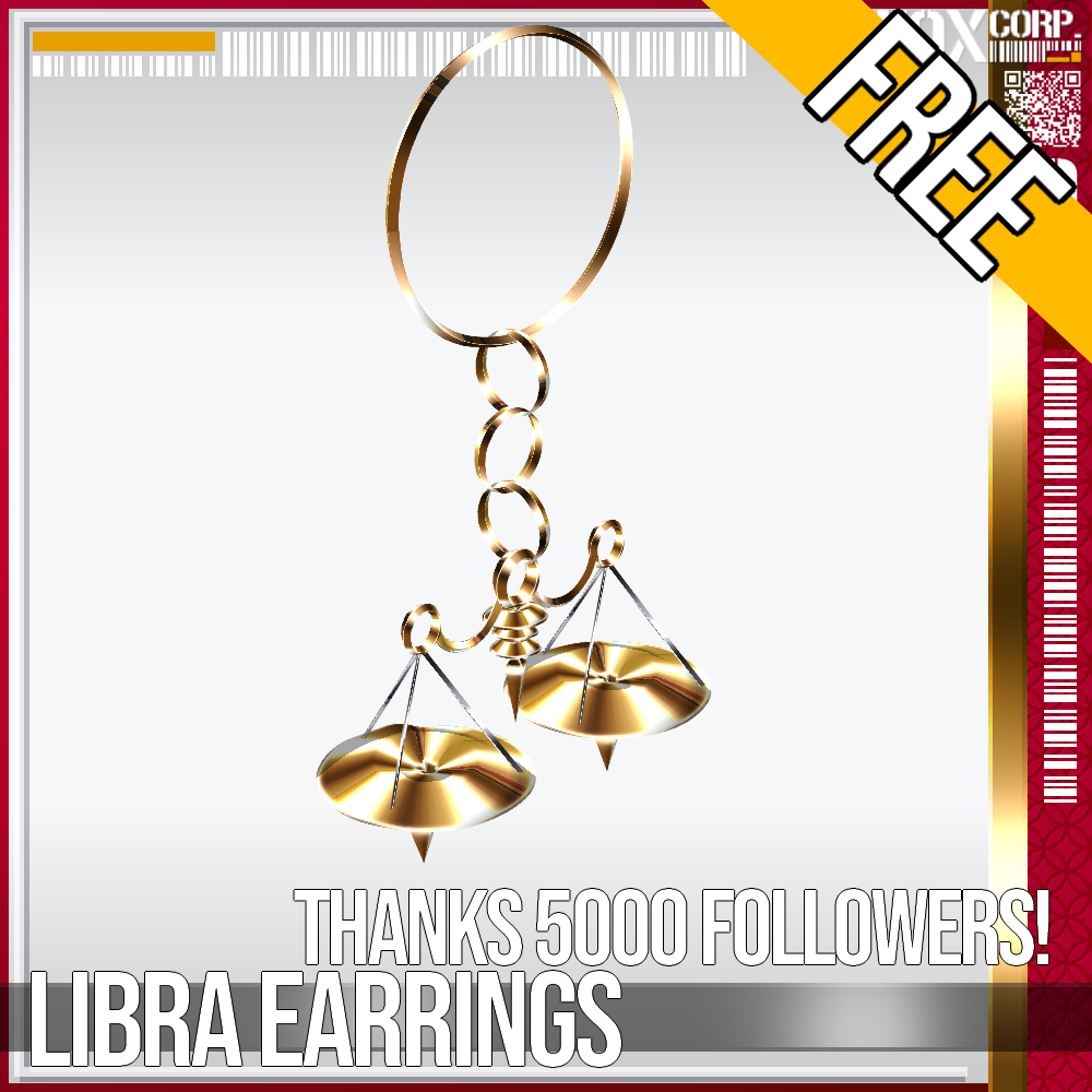 【FREE! 】Thanks 5000+ Followers! VRoid用 天秤座イヤリング - Libra Earrings - Fox Corp. - BOOTH