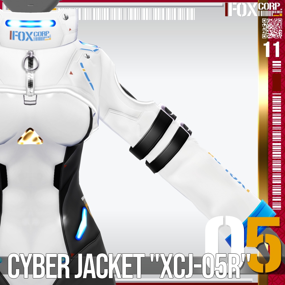 [XWear対応][発光可能] VRoid用 多色展開 サイバージャケット "XCJ-05R" - Cyber Jacket "XCJ-05R" - Fox Corp. - BOOTH