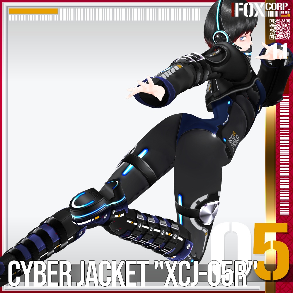 [XWear対応][発光可能] VRoid用 多色展開 サイバージャケット "XCJ-05R" - Cyber Jacket "XCJ-05R ...
