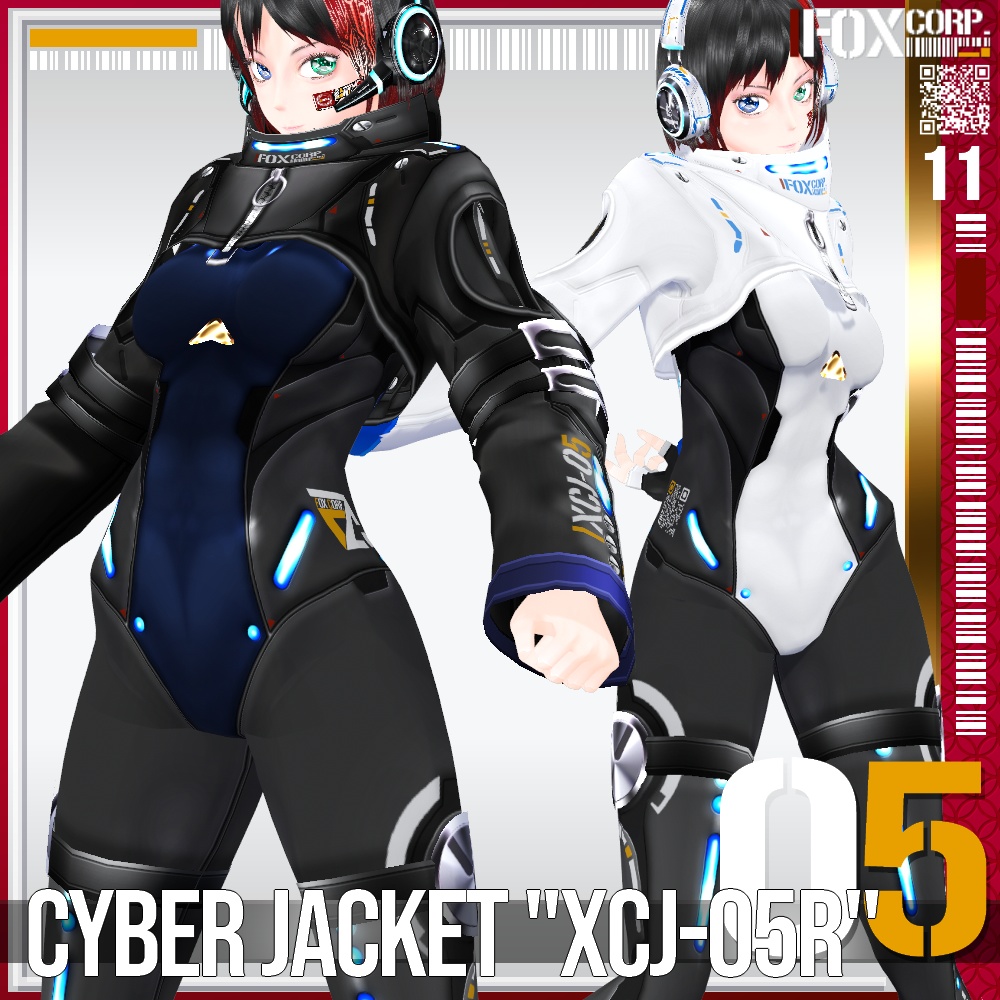 [XWear対応][発光可能] VRoid用 多色展開 サイバージャケット "XCJ-05R" - Cyber Jacket "XCJ-05R ...