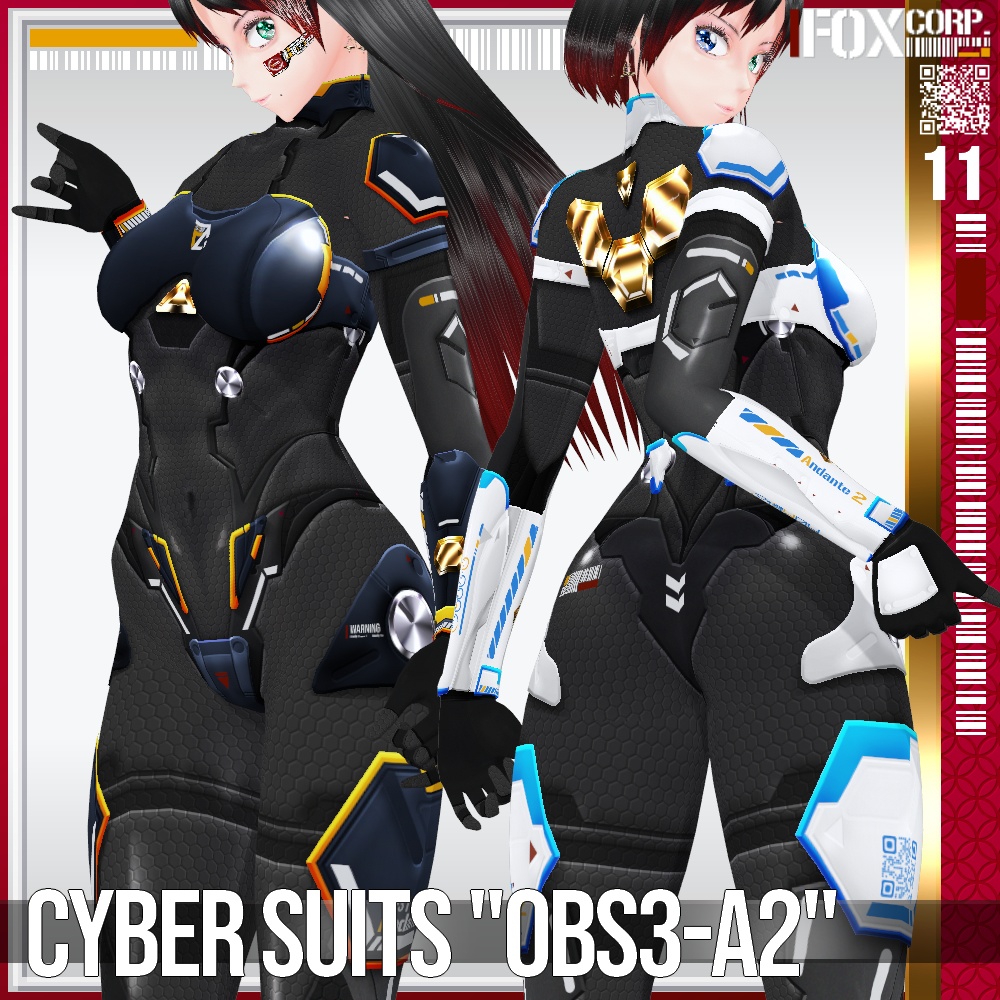 [XWear対応] VRoid用 多色展開 第四世代サイバースーツ "OBS3-A2" - Cyber Suits 4th Gen. "OBS3-A2" - Fox Corp. - BOOTH