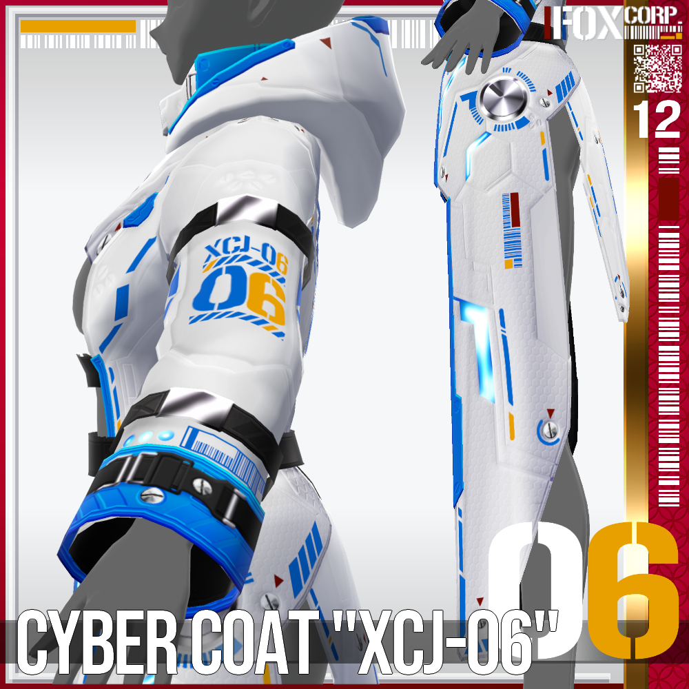 [XWear対応][発光可能] VRoid用 多色展開 サイバーコート "XCJ-06" - Cyber Coat "XCJ-06 ...
