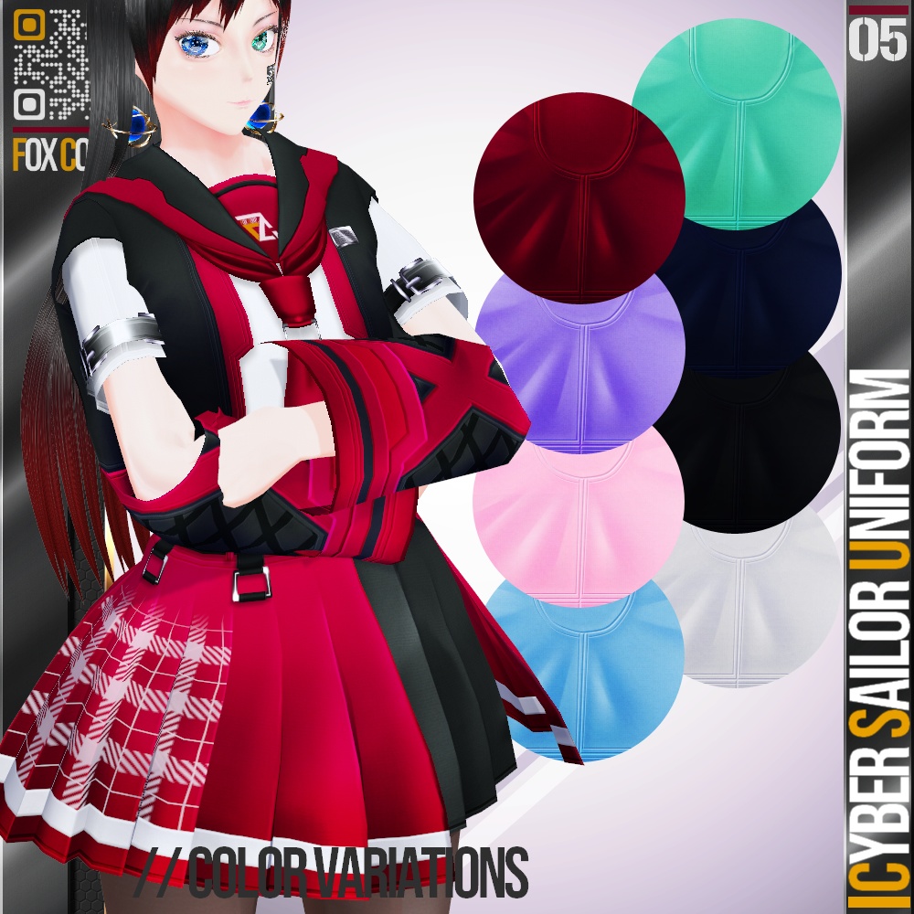 [XWear対応] VRoid用 8色展開 サイバーセーラー服 - Cyber Sailor Uniform 8Colors - Fox Corp. - BOOTH