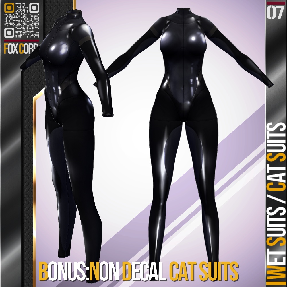 [XWear対応] VRoid用 12色+1 展開 ウェットスーツ / キャットスーツ - Wet Suits / Cat Suits 12+1 Colors - Fox Corp. - BOOTH