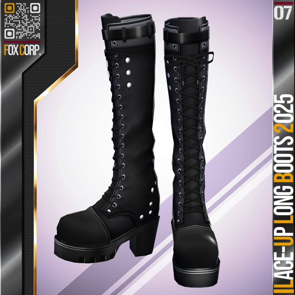 [XWear対応] VRoid用 7色展開 編み上げロングブーツ 2025 / Lace-up Long Boots 2025 7Colors - Fox Corp. - BOOTH
