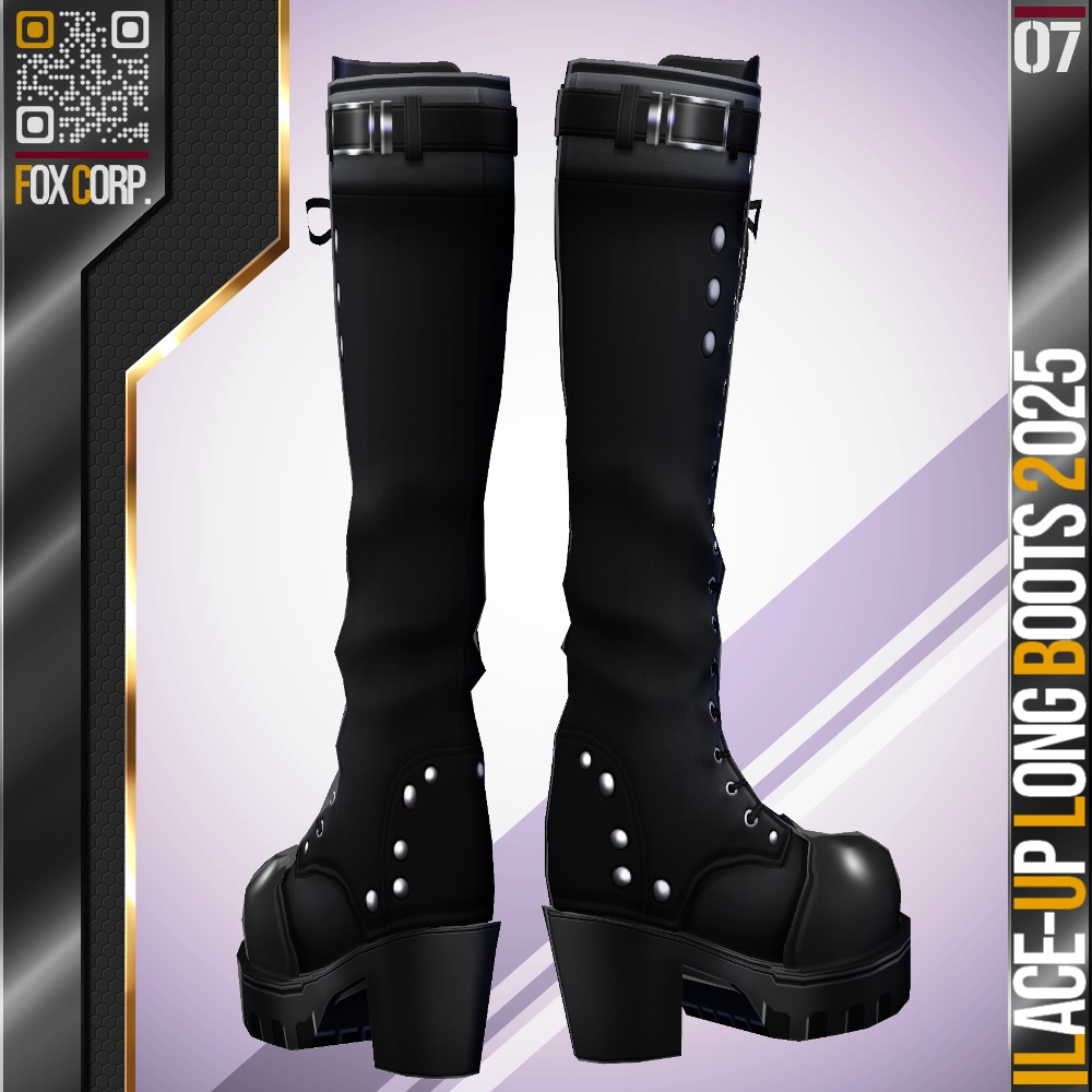 [XWear対応] VRoid用 7色展開 編み上げロングブーツ 2025 / Lace-up Long Boots 2025 7Colors - Fox Corp. - BOOTH