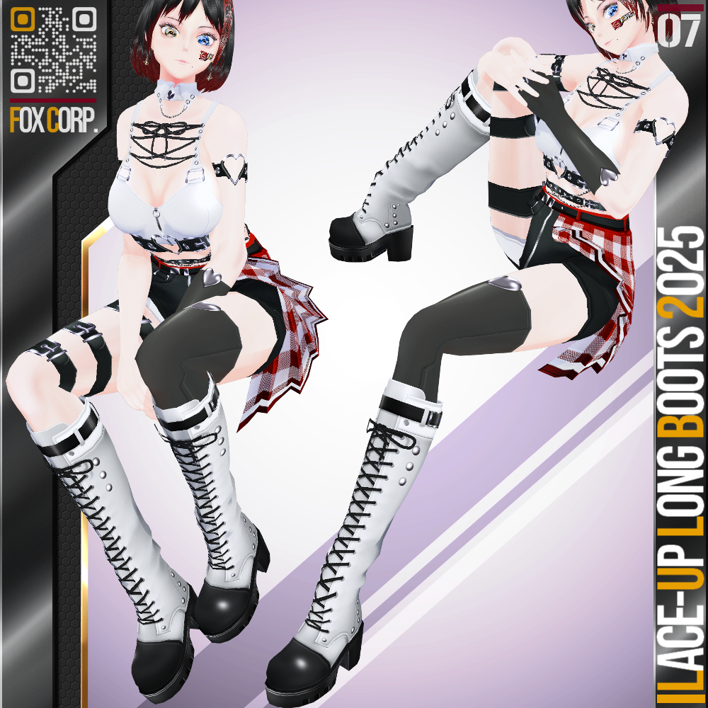 [XWear対応] VRoid用 7色展開 編み上げロングブーツ 2025 / Lace-up Long Boots 2025 7Colors - Fox Corp. - BOOTH