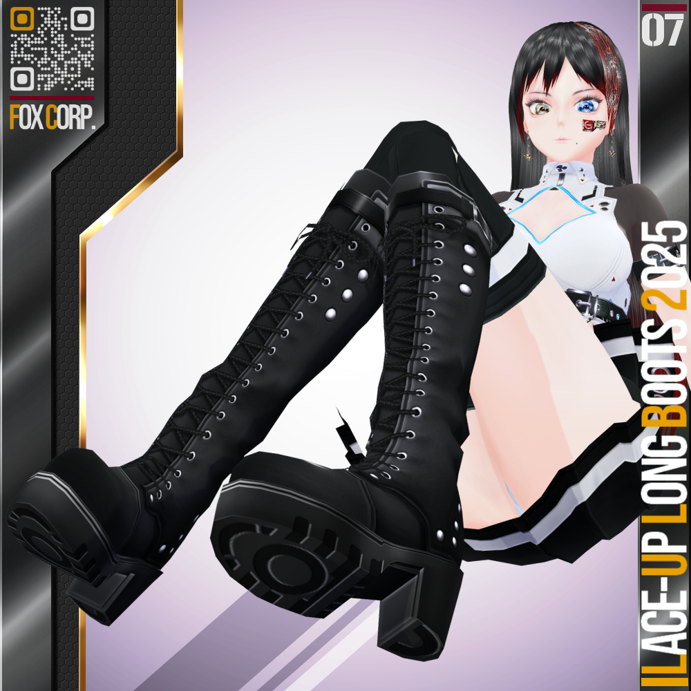 [XWear対応] VRoid用 7色展開 編み上げロングブーツ 2025 / Lace-up Long Boots 2025 7Colors - Fox Corp. - BOOTH