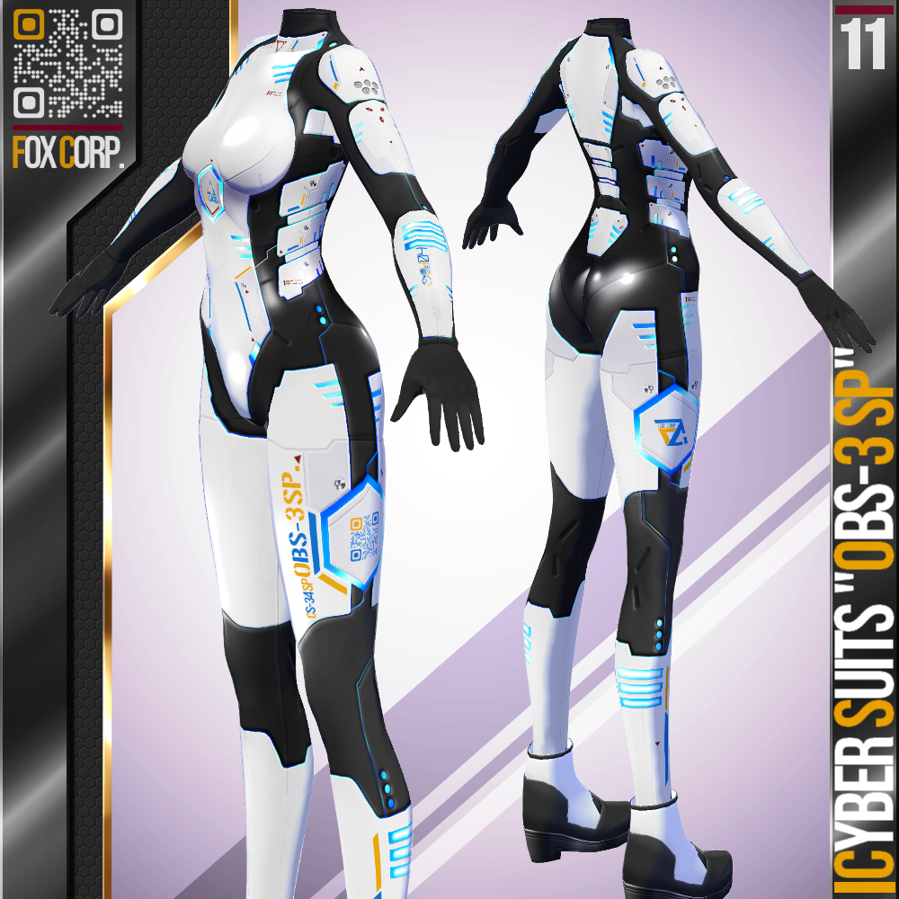 [XWear対応][発光可能] VRoid用 多色展開 第四世代サイバースーツ "OBS3-SP" - Cyber Suits 4th Gen. "OBS3-SP" - Fox Corp ...