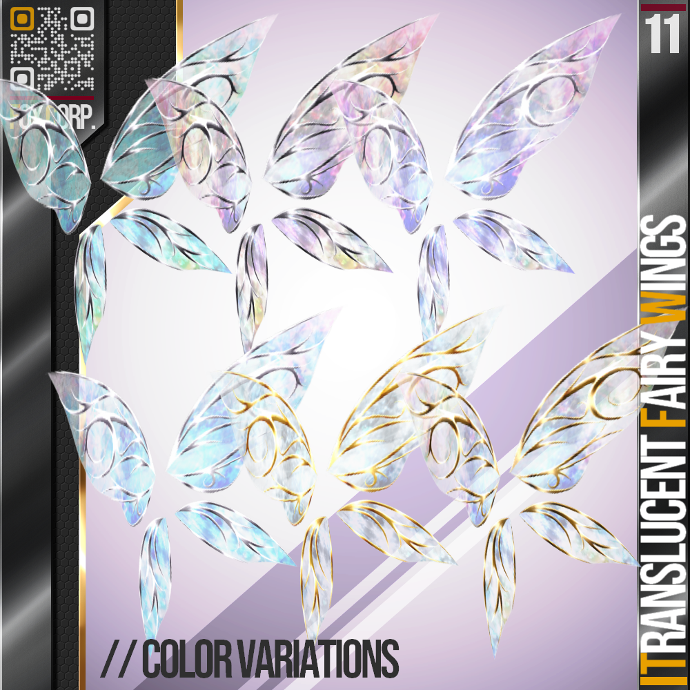 VRoid用 多色展開 透過妖精の羽根 - Translucent Fairy Wings - Fox Corp. - BOOTH