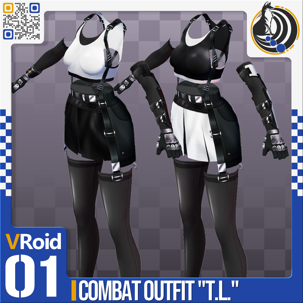 [XWear対応] VRoid用 7色展開 コンバットアウトフィット "ティファ ロックハート" - Combat Outfit "Tifa ...