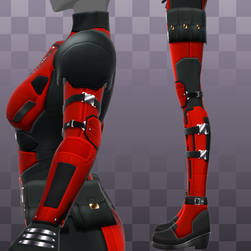 [XWear対応] VRoid用 8色展開 コンバットアウトフィット "デッドプール" - Combat Outfit "Deadpool ...