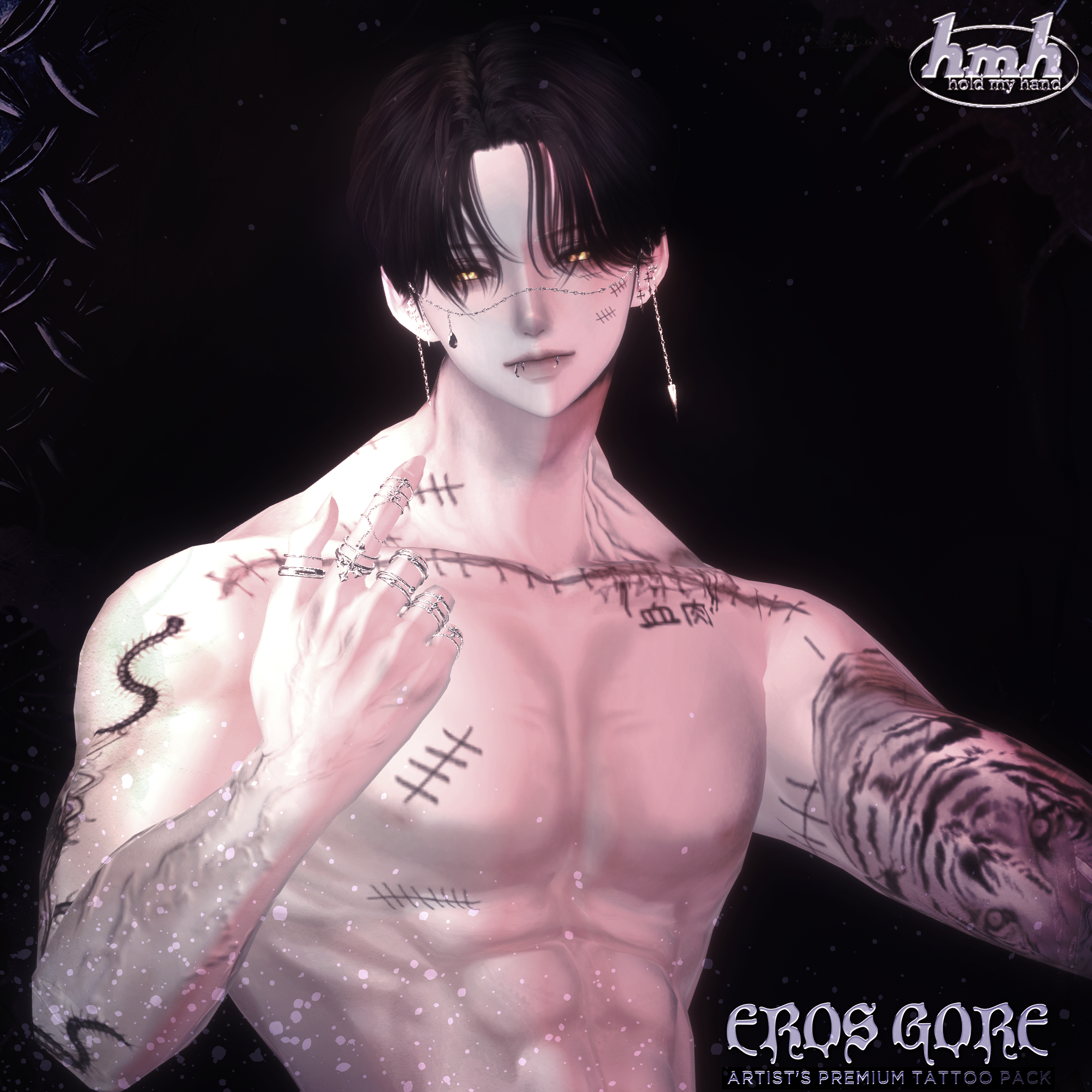 【VRChat】 Artist's Premium Tattoo Pack : "Eros Gore" / Tattoo, タトゥー、刺青 ...