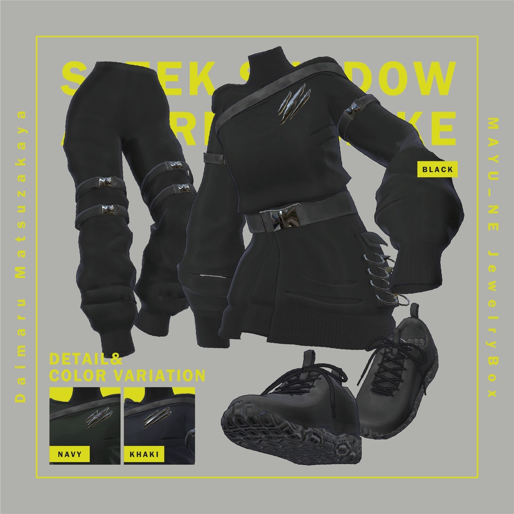 【3D 衣装】Sleek Shadow Attire REMAKE 《MAYU-NE JewelryBox コラボ》＜VRC 対応＞ - 大丸 ...