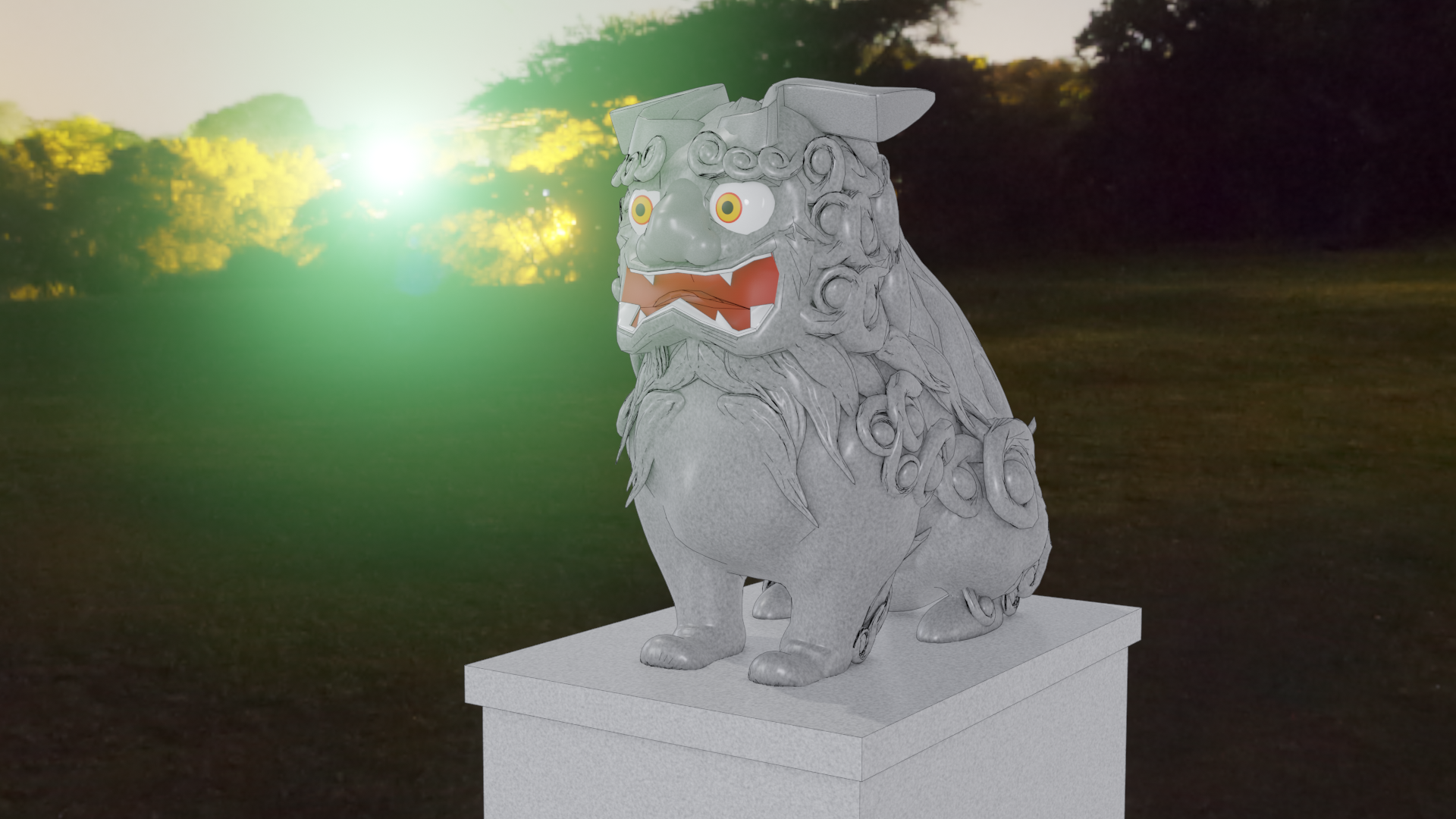 【3Dモデル】狛犬｜stone guardian lion-dog - MUSHIRO CG SHOP - BOOTH
