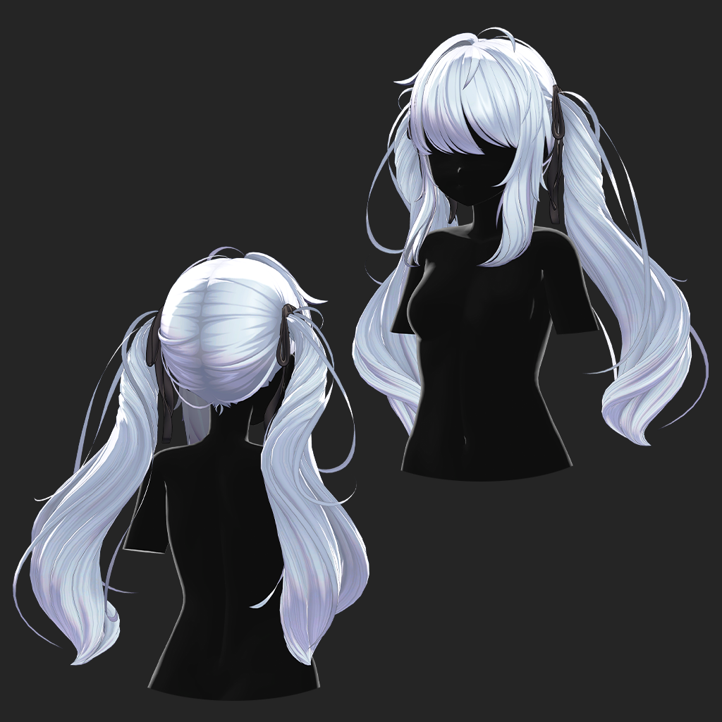 【12 avatars / VRC Hair】Mimi Twintail - BLACK SMITH〈ﾌﾞﾗｯｸｽﾐｽ〉 - BOOTH