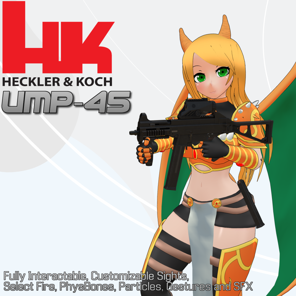 UMP-45 Sub Machine Gun | PhysBones / Gesture controlled - Fukaziroh - BOOTH