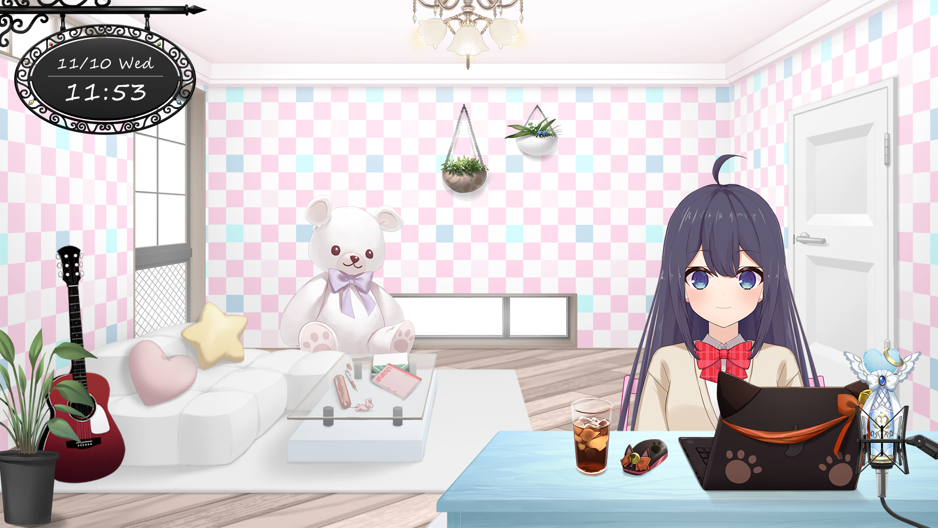 Wood grain desk illustration【Vtuber's Room assets】 - Usanekomemory-EN ...